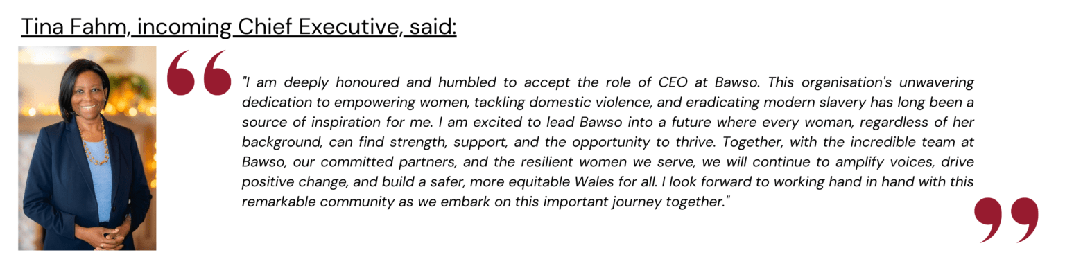A Warm Welcome to Our New CEO, Tina Fahm - Bawso